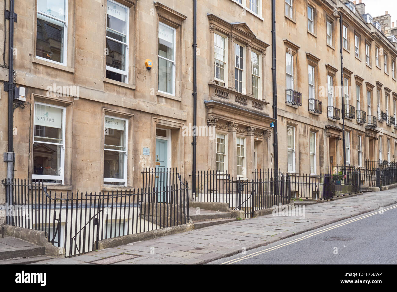 Georgian terraced houses on Bathwick Hill in Bath, Somerset England ...