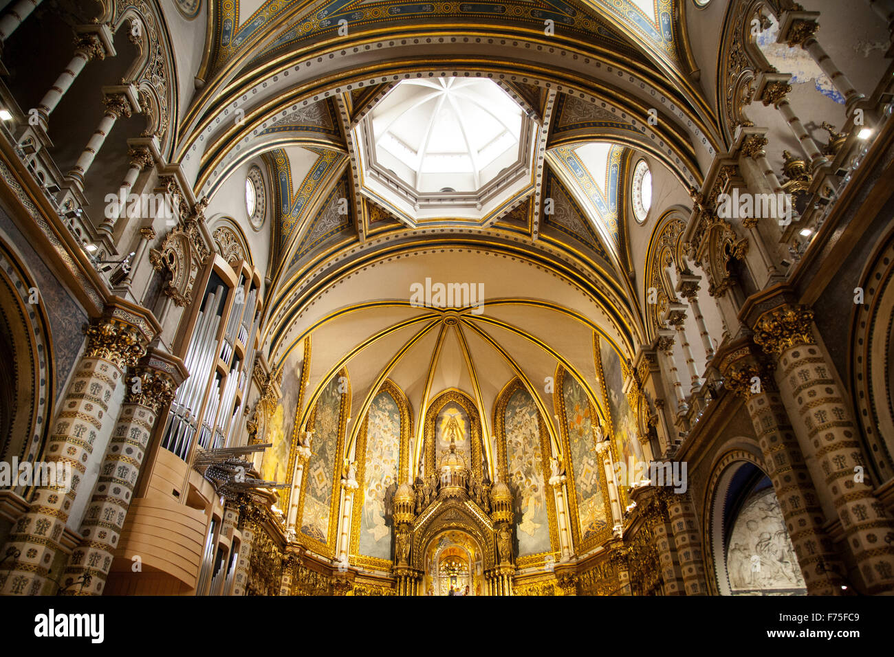 Basilica at the Montserrat Monastery, Barcelona, Cataluña, Spain Stock ...