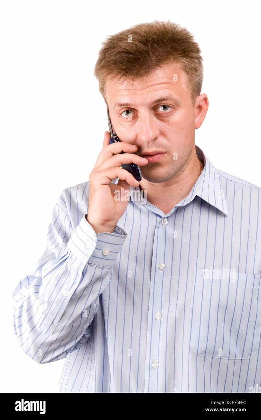 serious man with mobile phone Stock Photo - Alamy