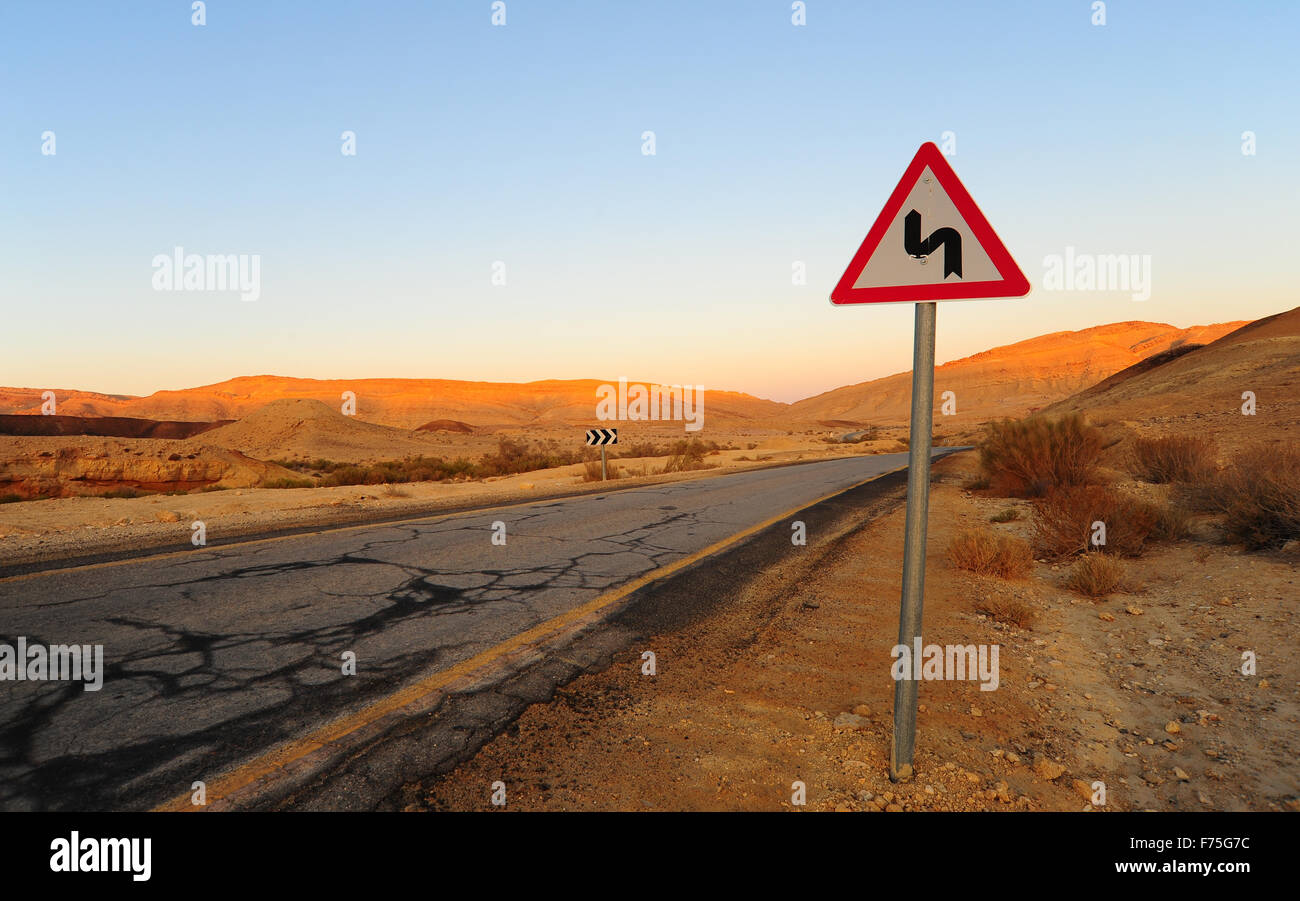 Warning sign dangerous curves hi-res stock photography and images - Alamy