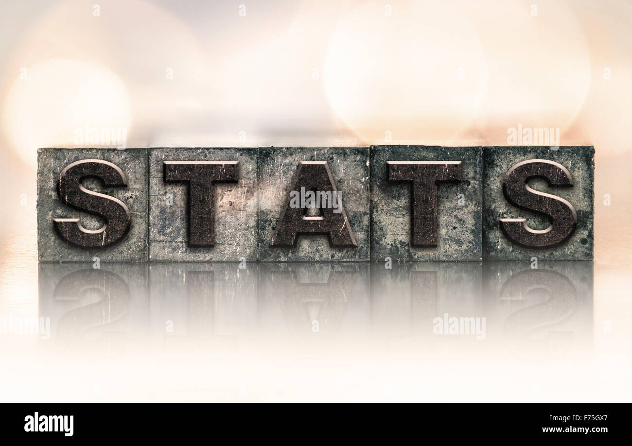 The word "STATS" written in vintage ink stained letterpress type Stock ...