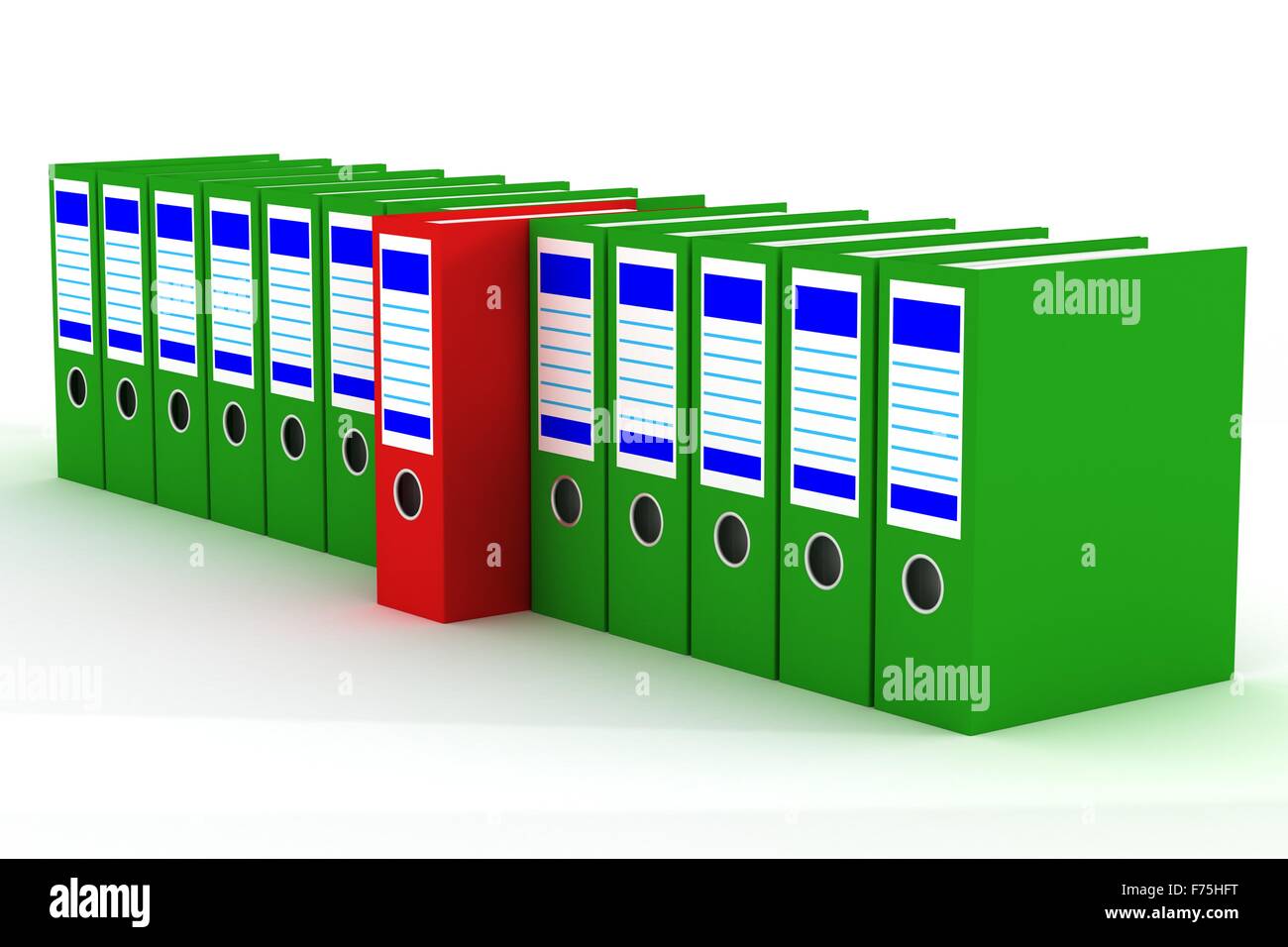 Row of accounting folders on a white background. 3D image Stock Photo ...