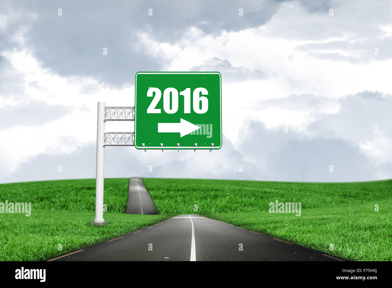 Composite image of green billboard sign Stock Photo - Alamy