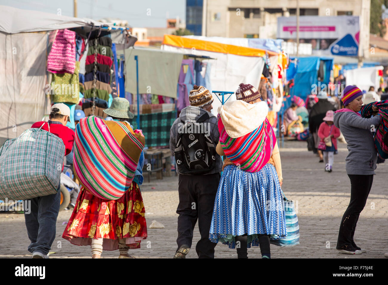 Indigenous women at a street market in El Alto, La Paz, Bolivia, South ...