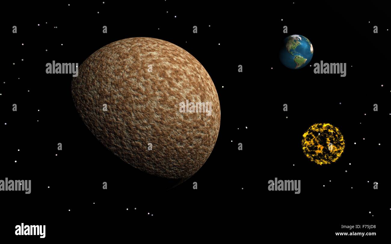 Big moon, small earth and nebula Stock Photo - Alamy