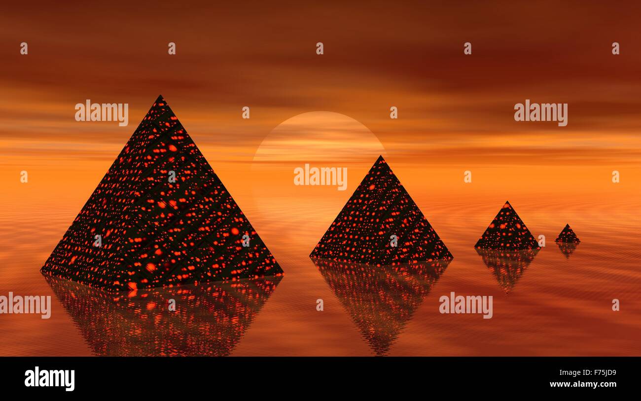 Four pyramids by sunset Stock Photo - Alamy