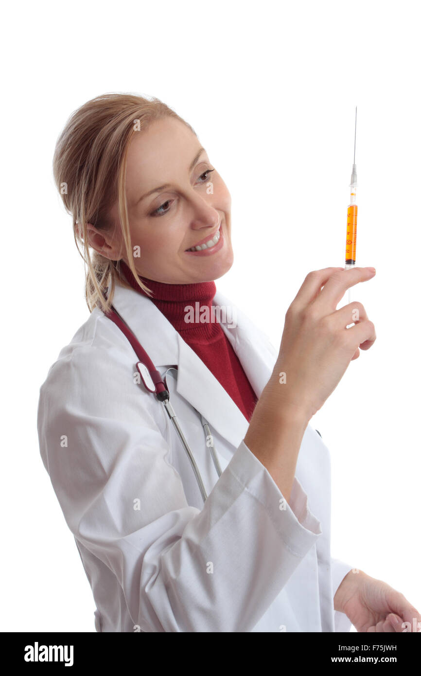 Doctor with syringe Stock Photo - Alamy
