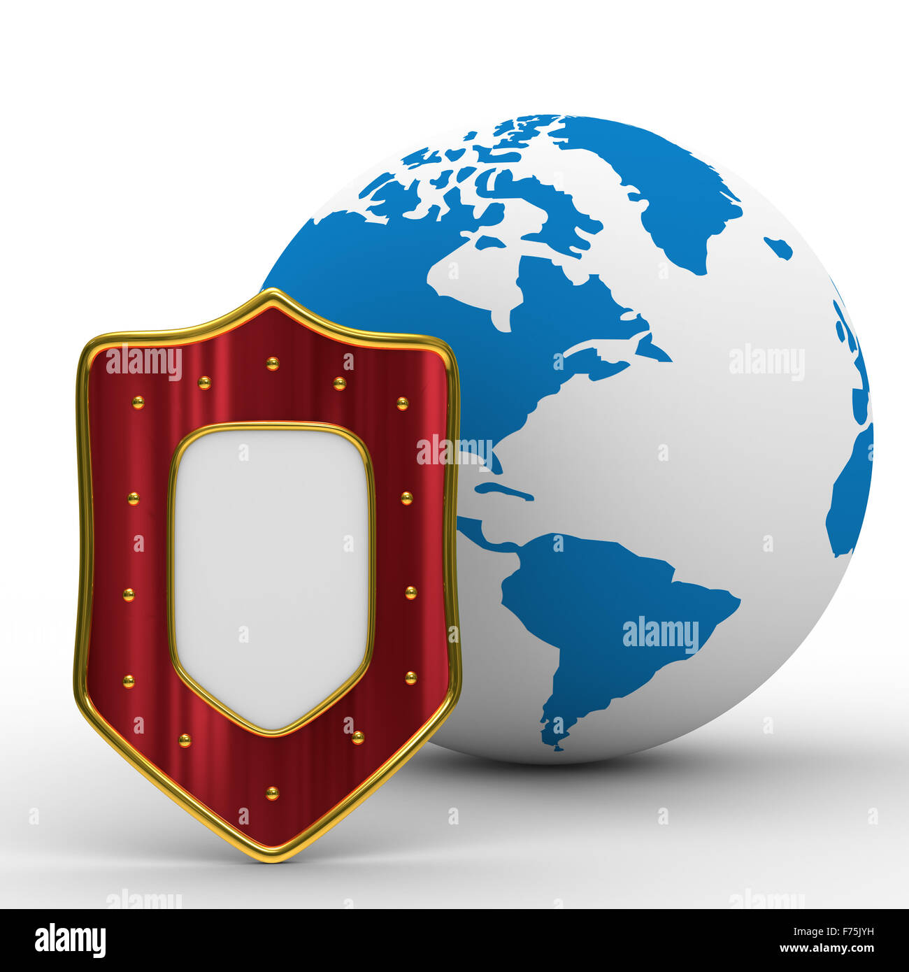globe and shield on white background. isolated 3D image Stock Photo - Alamy