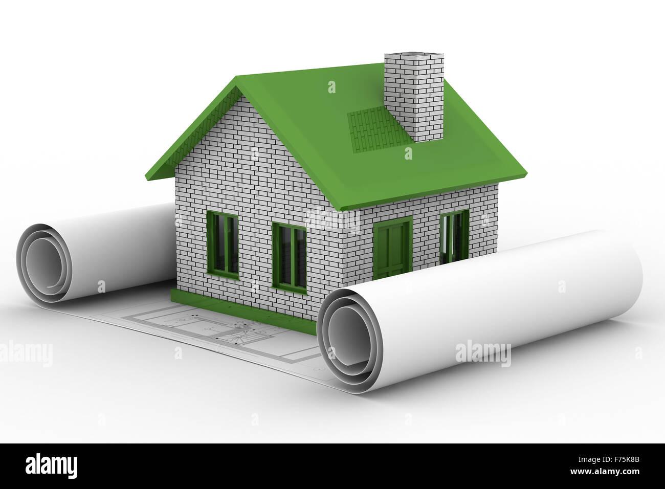 Small house on white background. Isolated 3D image Stock Photo - Alamy