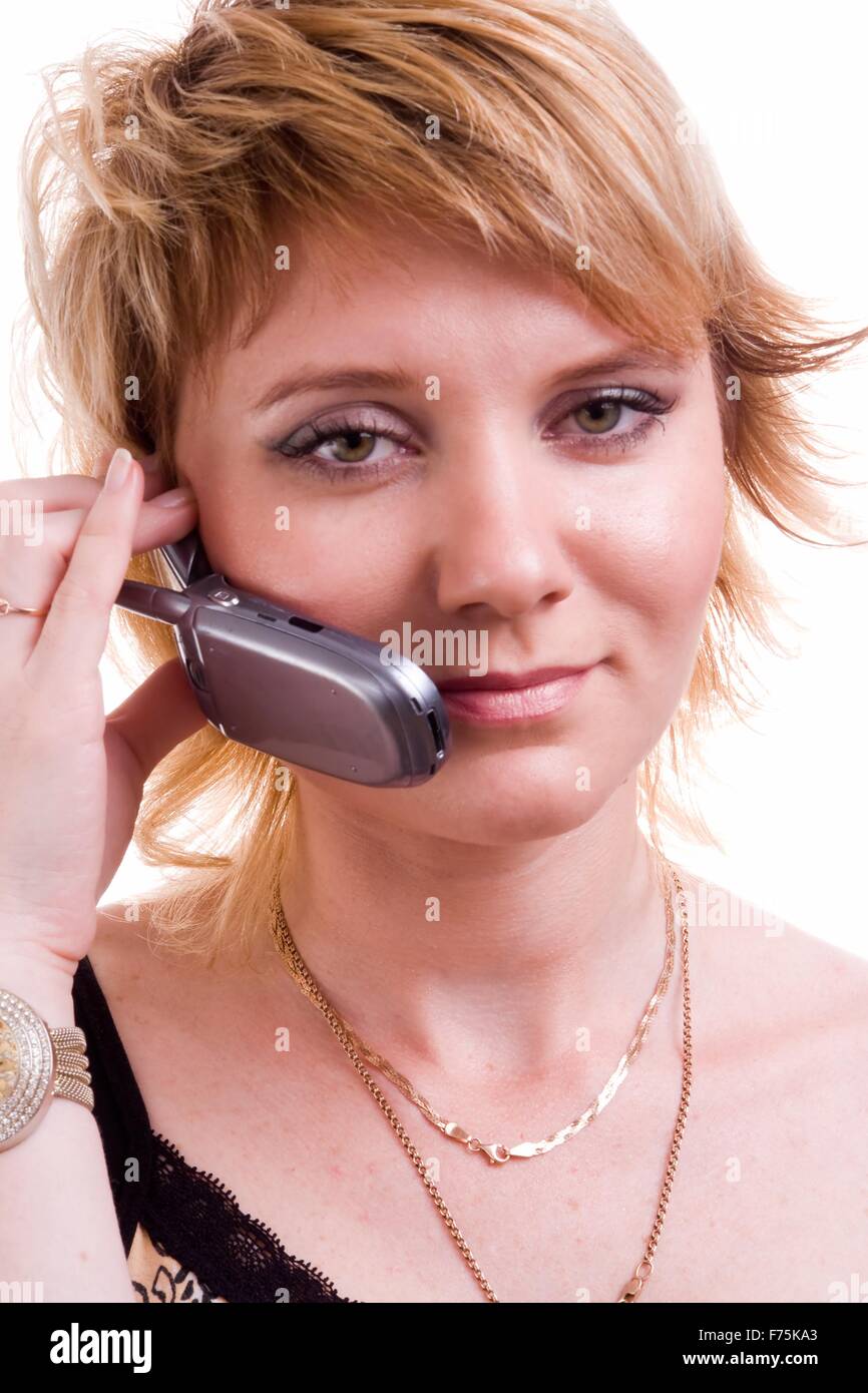 woman with mobile phone Stock Photo - Alamy