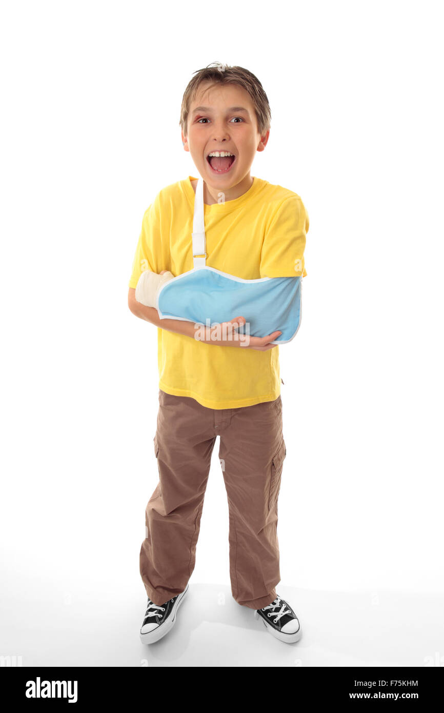 Happy injured boy after medical hi-res stock photography and images - Alamy