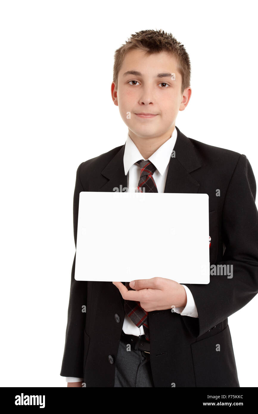 School student with sign Stock Photo - Alamy