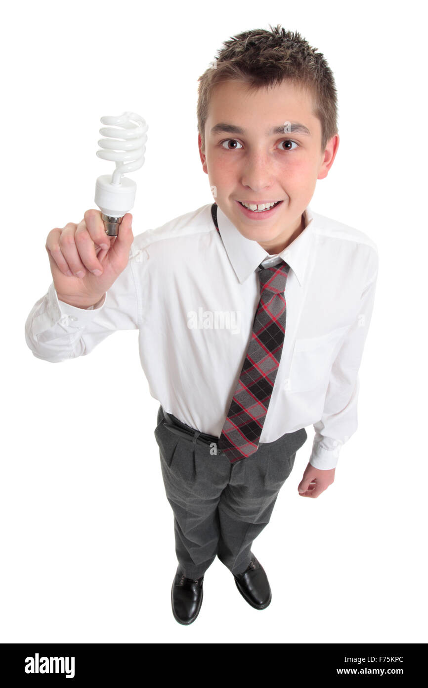 Student with light bulb ideas or environment Stock Photo - Alamy