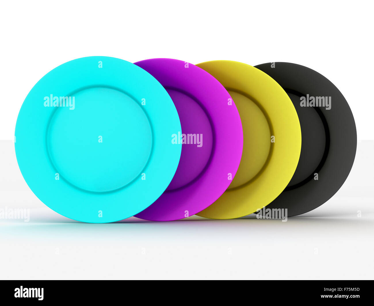 Set of plates in colours of a CMYK. 3D image Stock Photo - Alamy