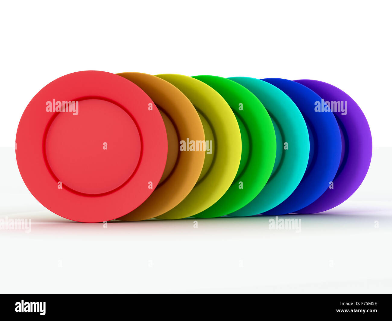 Set of plates in colours a rainbow. 3D image Stock Photo - Alamy