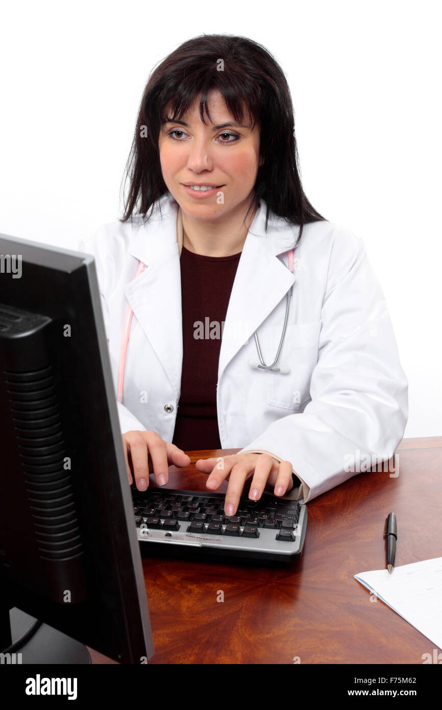 Doctor at computer Stock Photo - Alamy