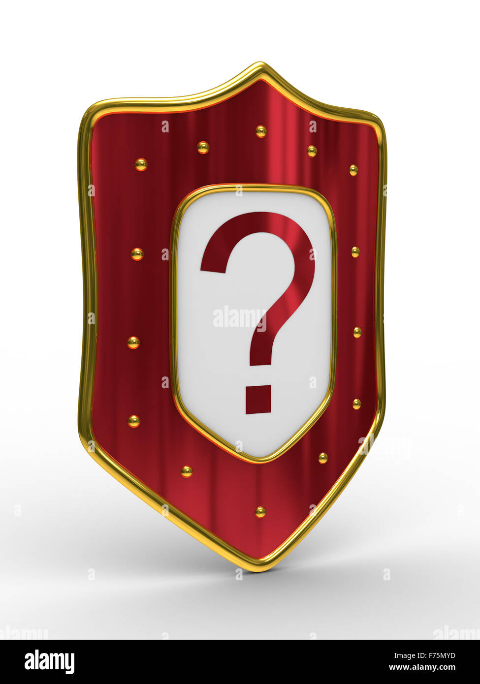 red shield on white background. isolated 3D image Stock Photo - Alamy