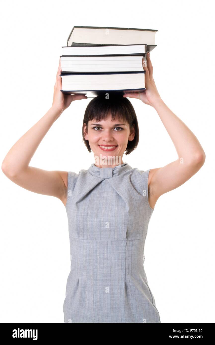 Thick books on the head Stock Photo - Alamy