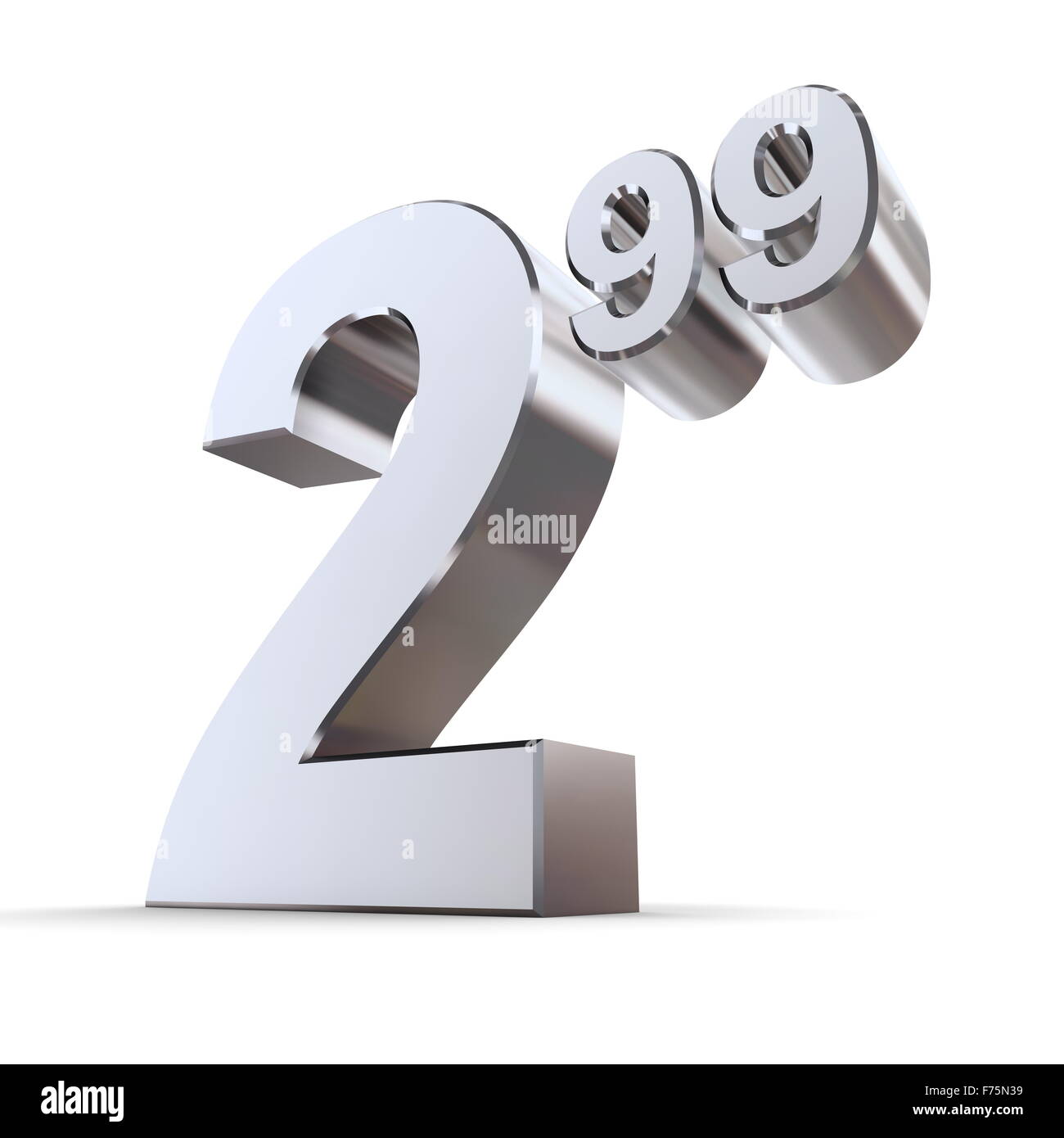 Solid Price Tag Number 2.99 - Shiny Silver-Chrome Stock Photo - Alamy