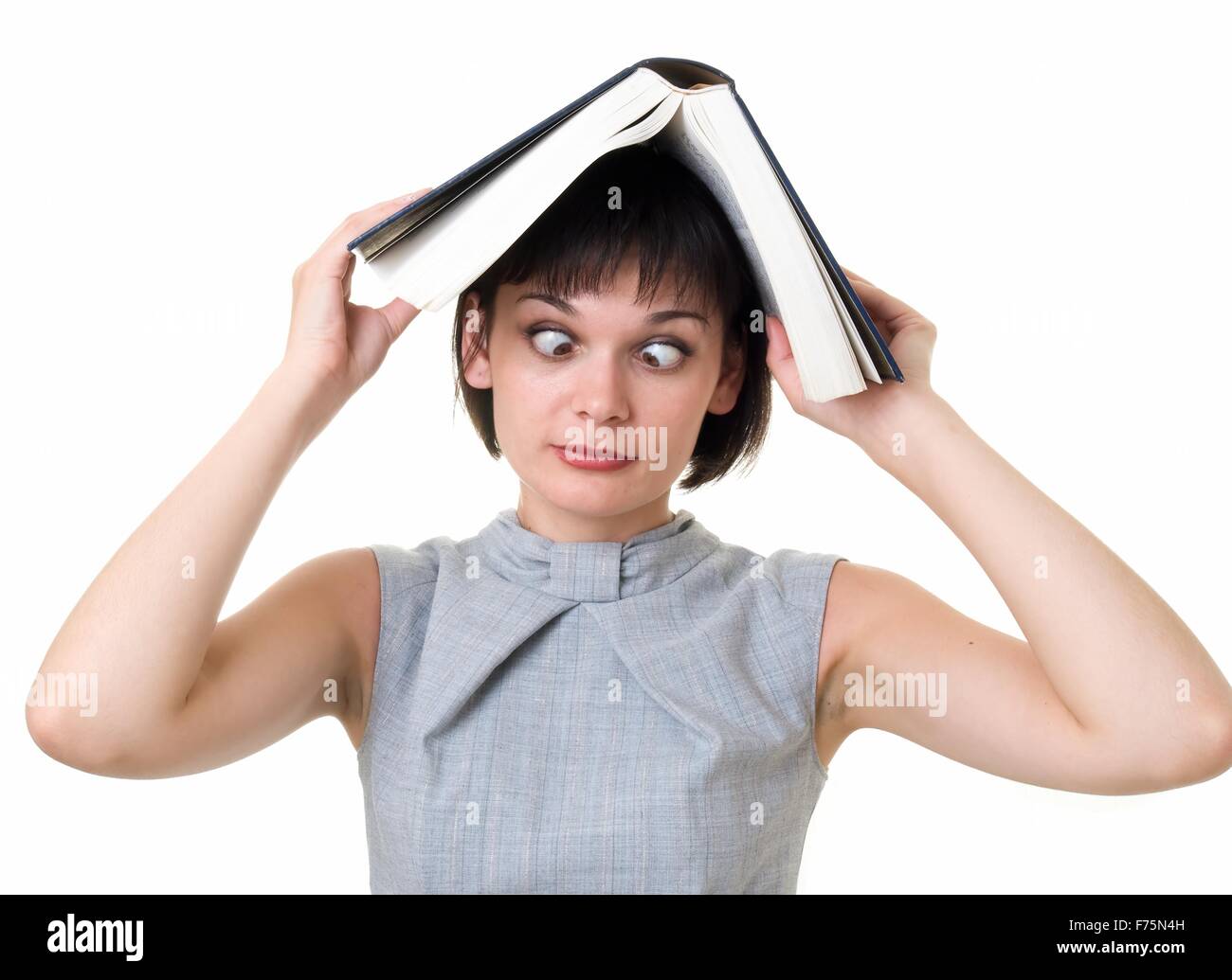 girl with big book Stock Photo - Alamy