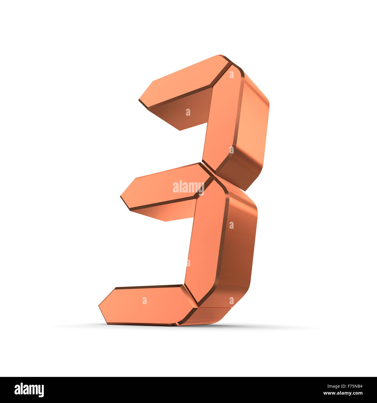 Shiny Number 3 - Bronze LCD look Stock Photo - Alamy