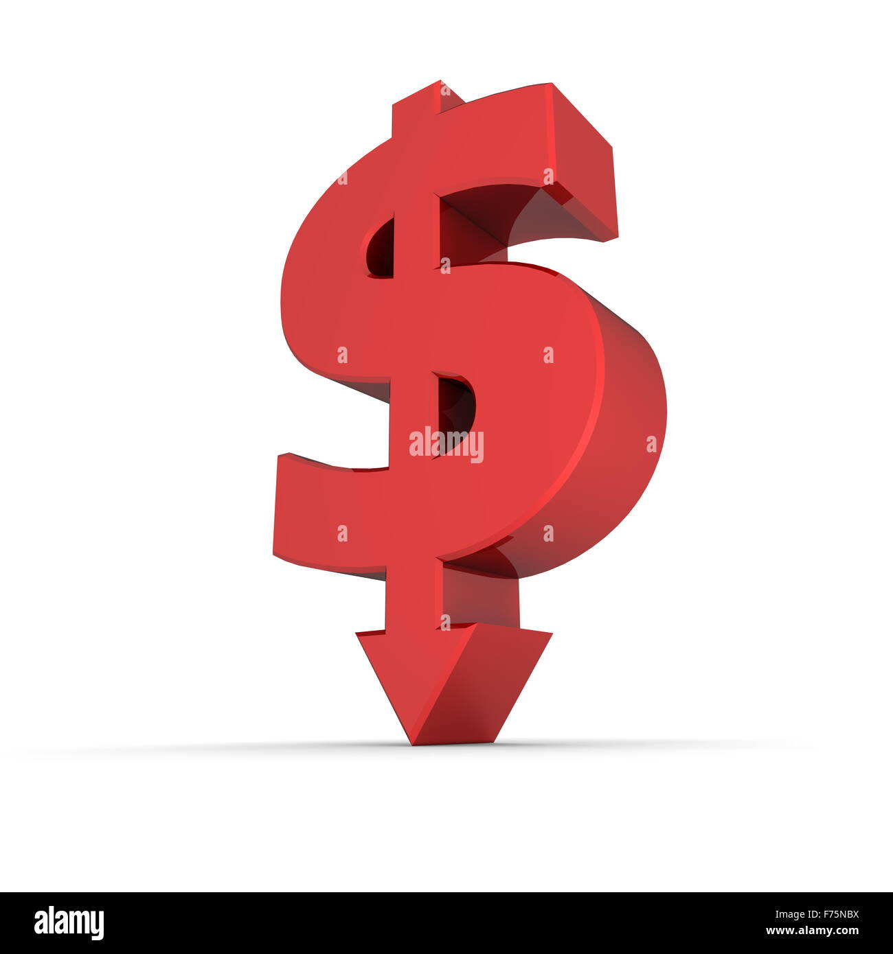 Dollar Symbol Arrow Down - Shiny Red Stock Photo - Alamy