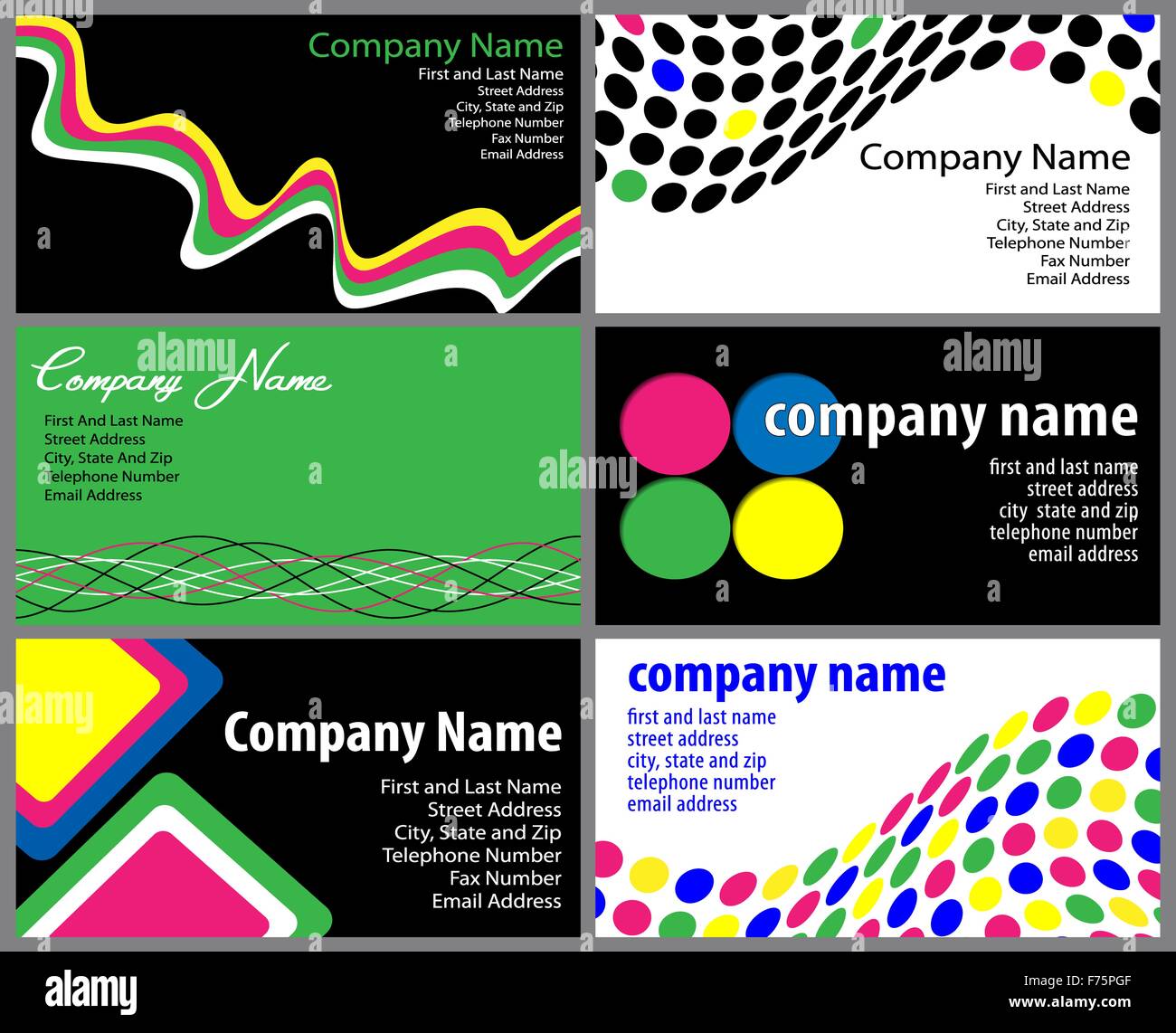 Set of Business Card Designs Stock Photo - Alamy