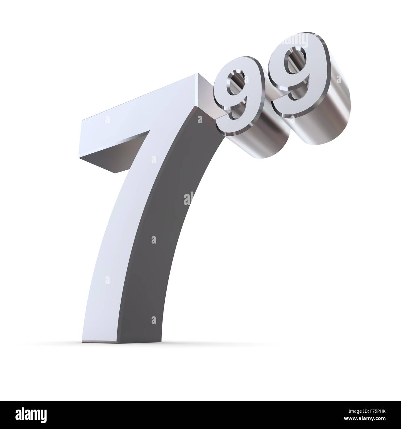Solid Price Tag Number 7.99 - Shiny Silver-Chrome Stock Photo - Alamy