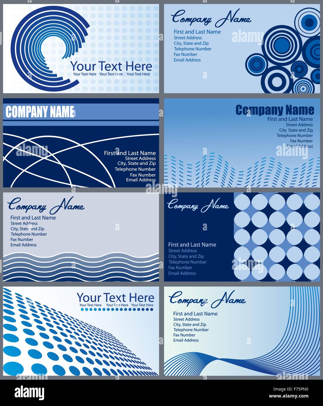 Set of Business Card Designs Stock Photo - Alamy