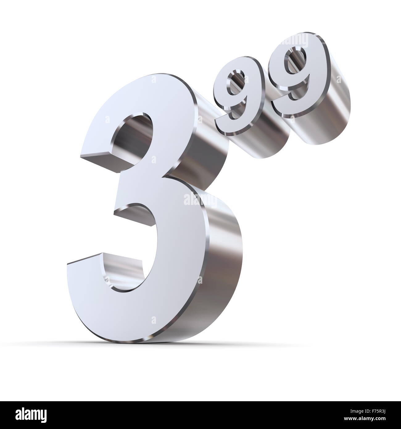 Solid Price Tag Number 3.99 - Shiny Silver-Chrome Stock Photo - Alamy