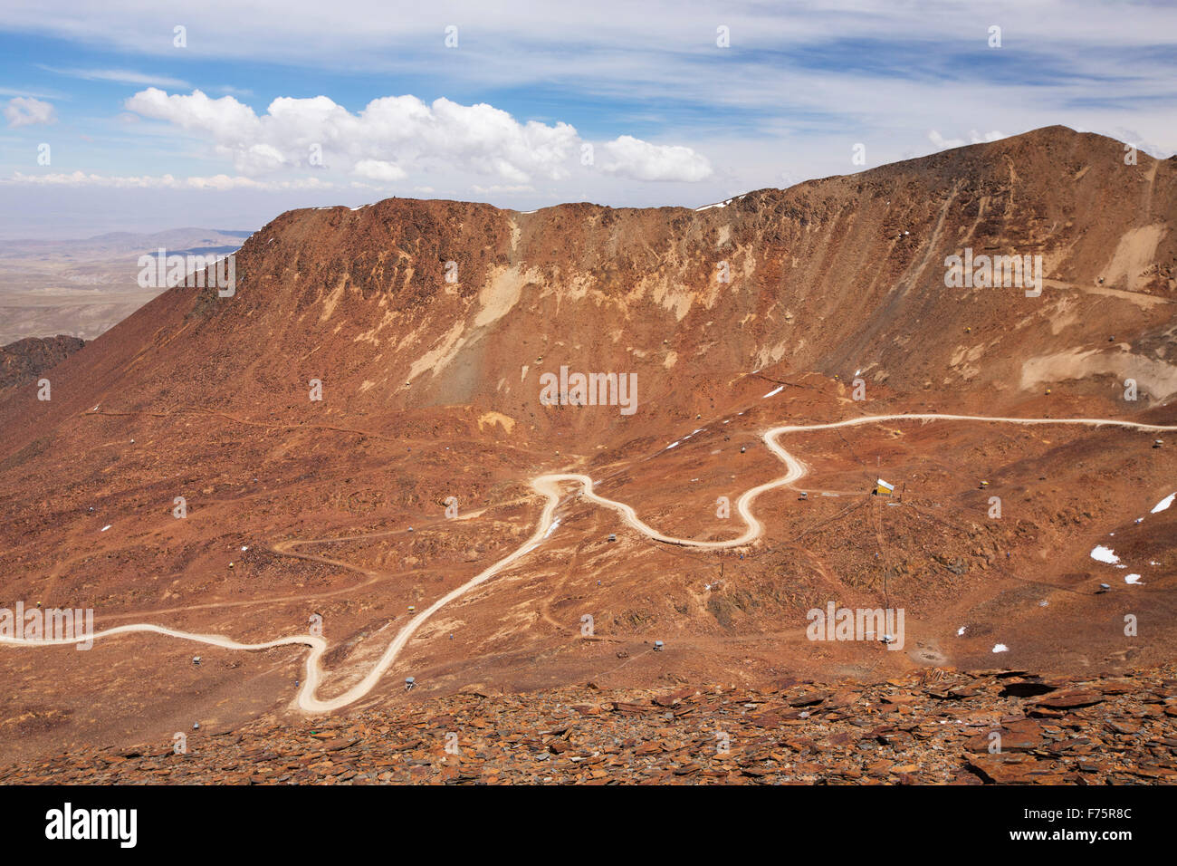 The switchback road that climbs to over 17,000 feet to the peak of ...