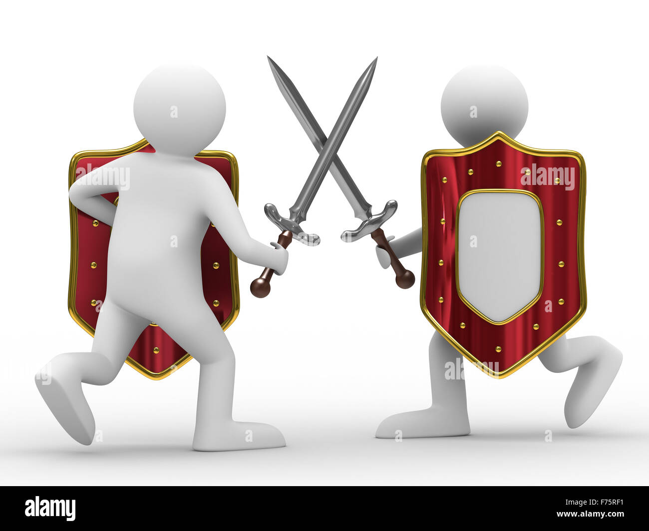 Fight on swords. Isolated 3D image on white background Stock Photo - Alamy
