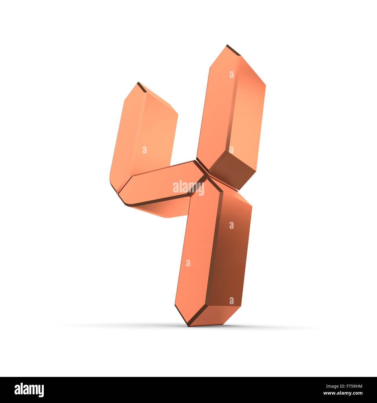 Shiny Number 4 - Bronze LCD Look Stock Photo - Alamy