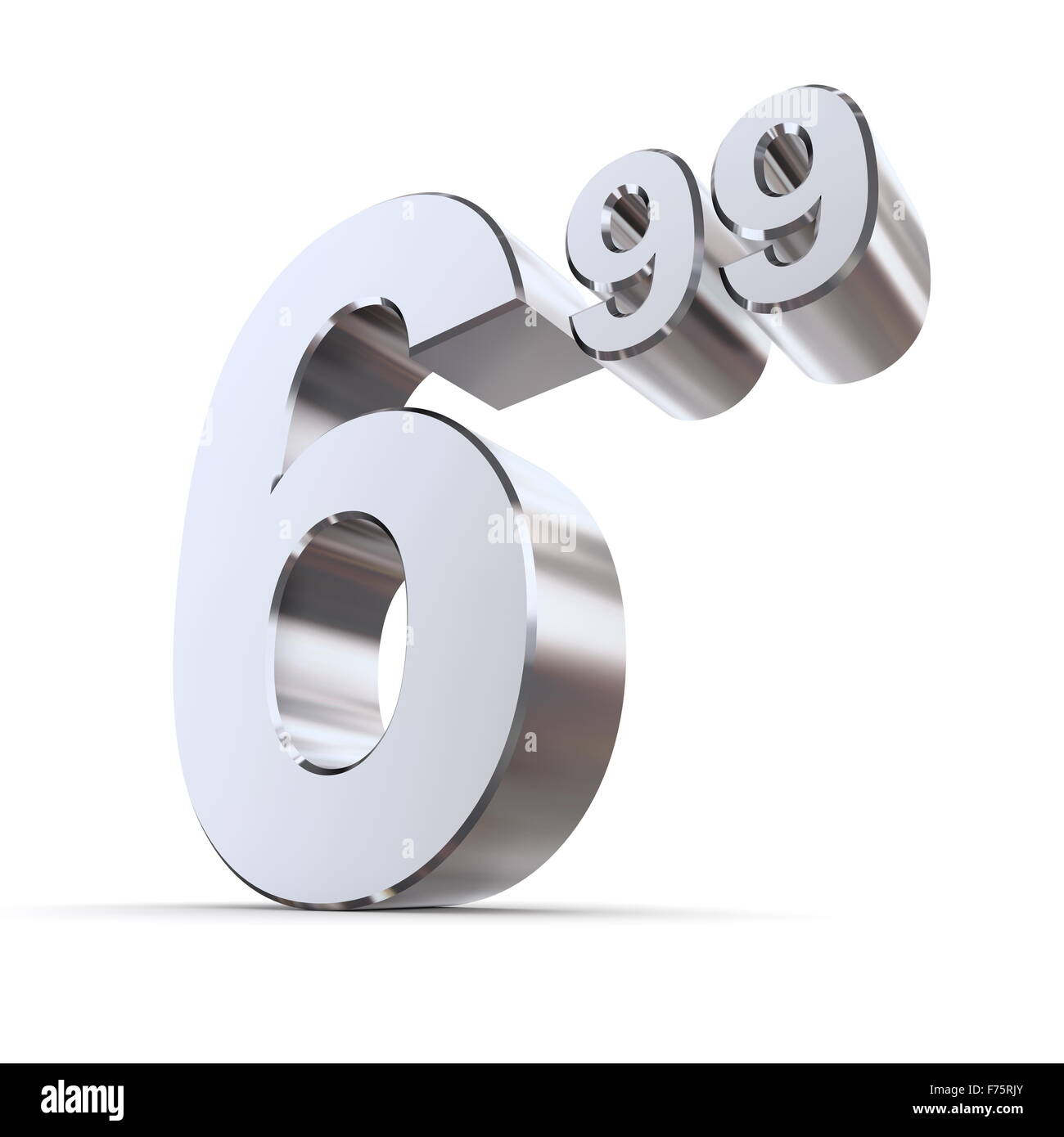 Solid Price Tag Number 6.99 - Shiny Silver-Chrome Stock Photo - Alamy