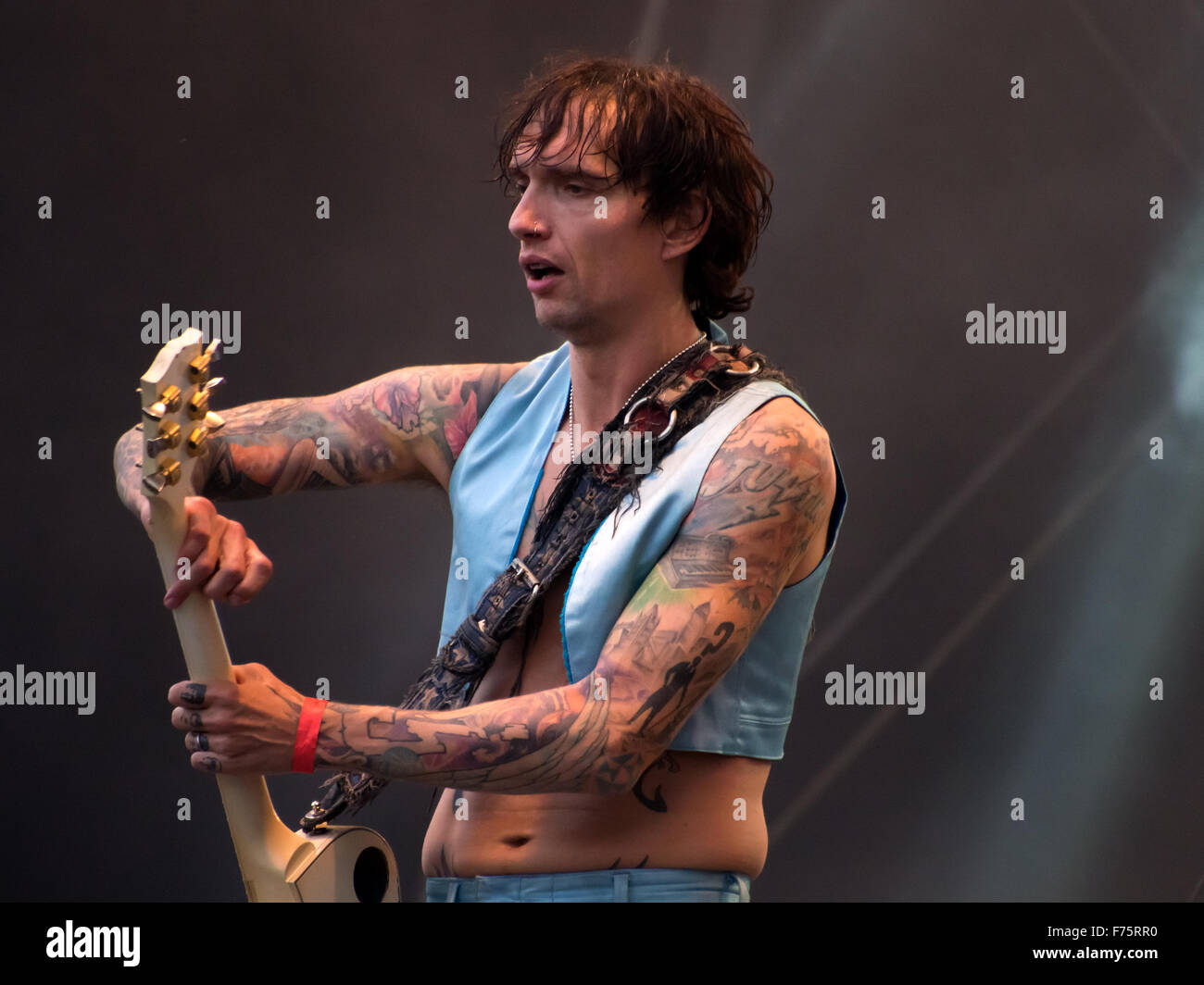 Justin Hawkins of The Darkness performs on stage at the Victorious ...
