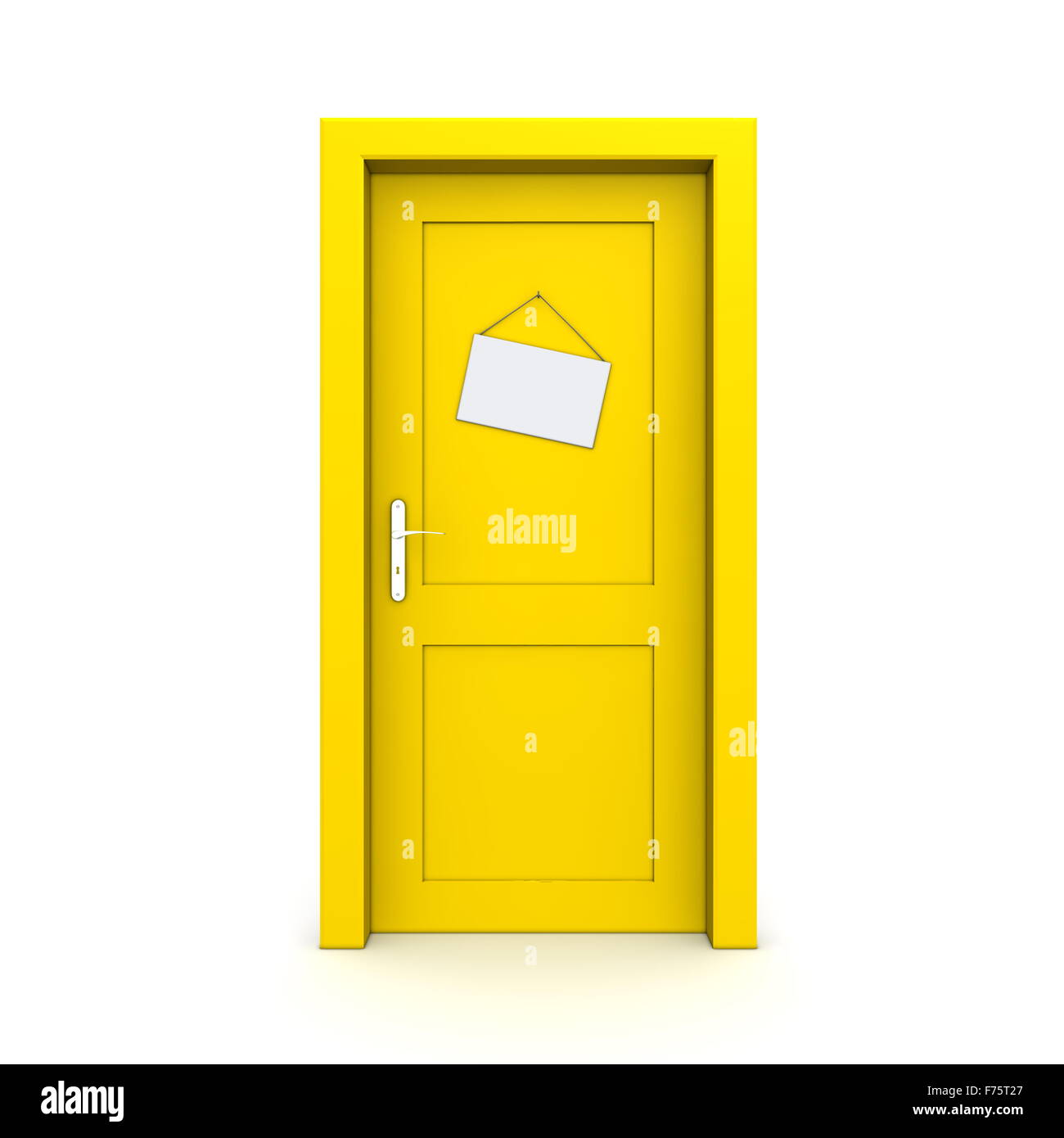 Closed Yellow Door With Dummy Door Sign Stock Photo - Alamy
