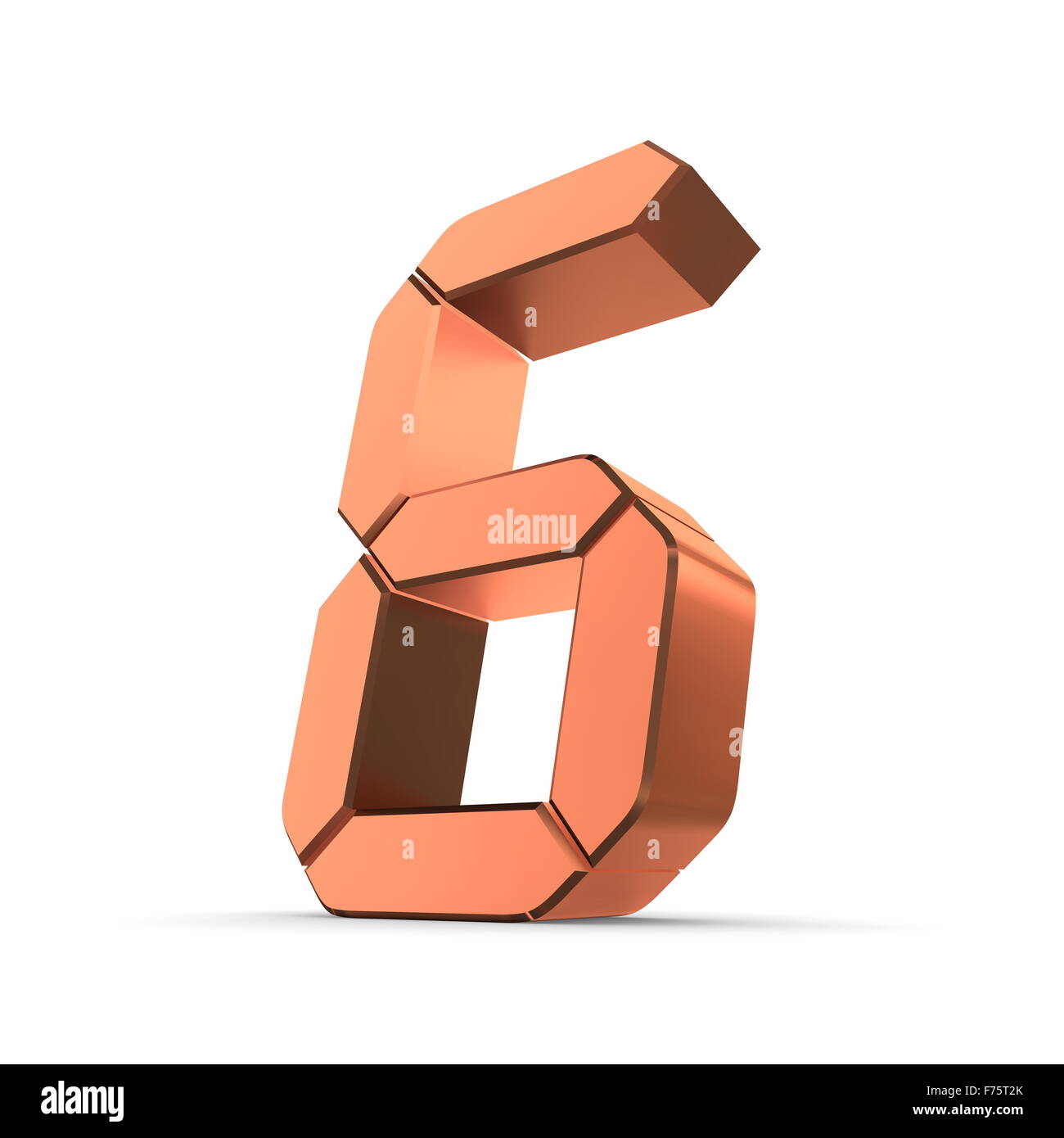 Shiny Number 6 - Bronze LCD Look Stock Photo - Alamy