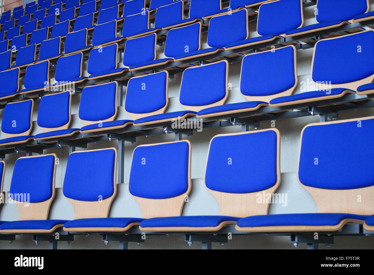 Blue Stadium Bleachers Stock Photo - Alamy