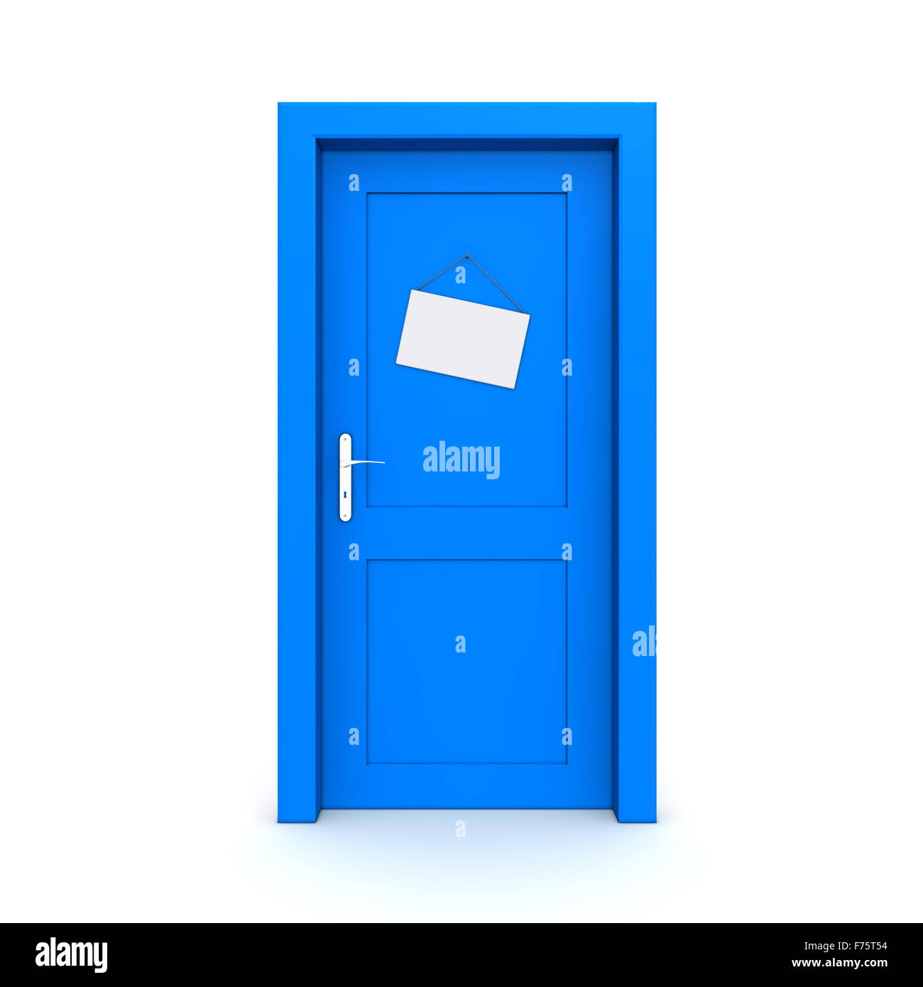 Closed Blue Door With Dummy Door Sign Stock Photo - Alamy