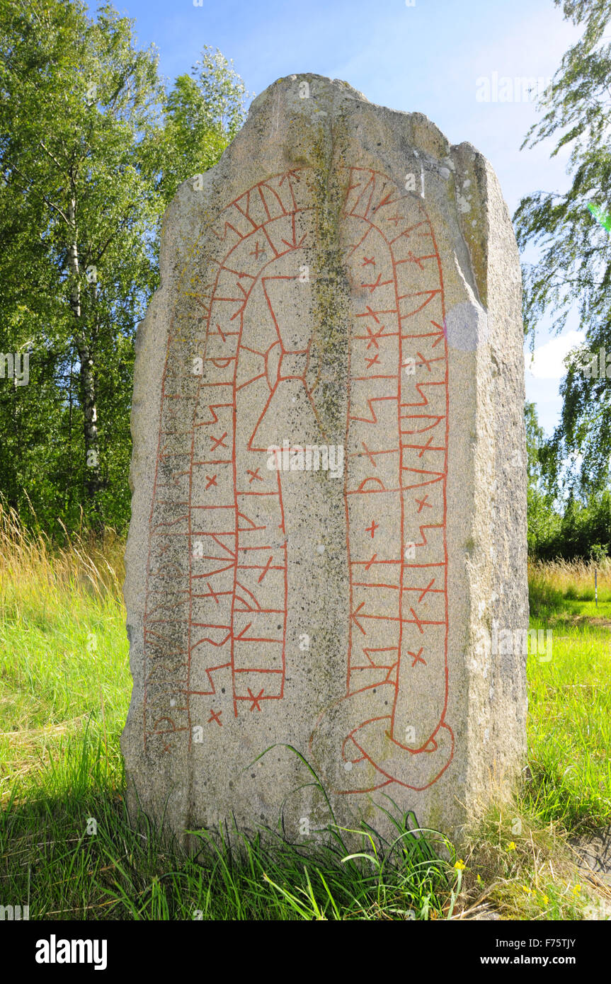 Rune stone front Stock Photo - Alamy