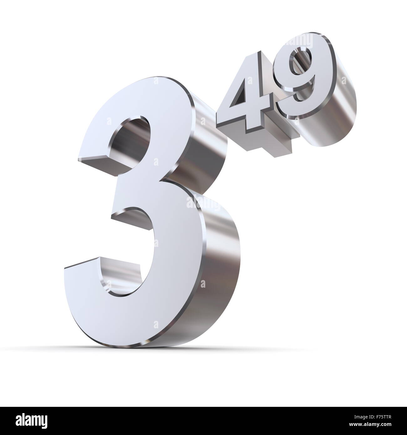 Solid Price Tag Number 3.49 - Shiny Silver-Chrome Stock Photo - Alamy