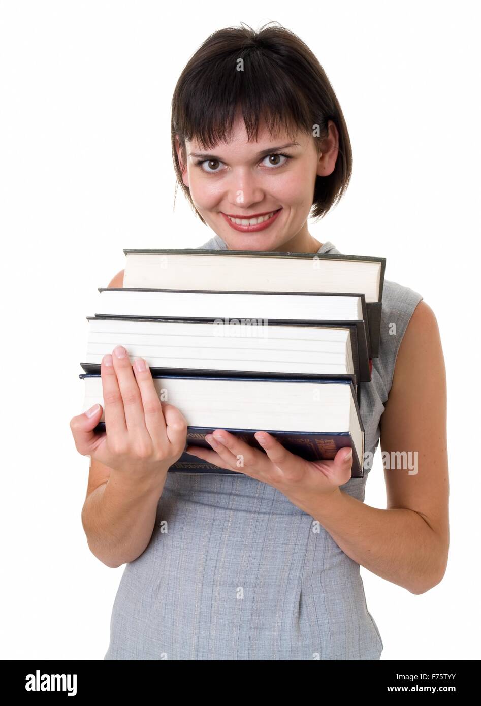 student with thick books Stock Photo - Alamy