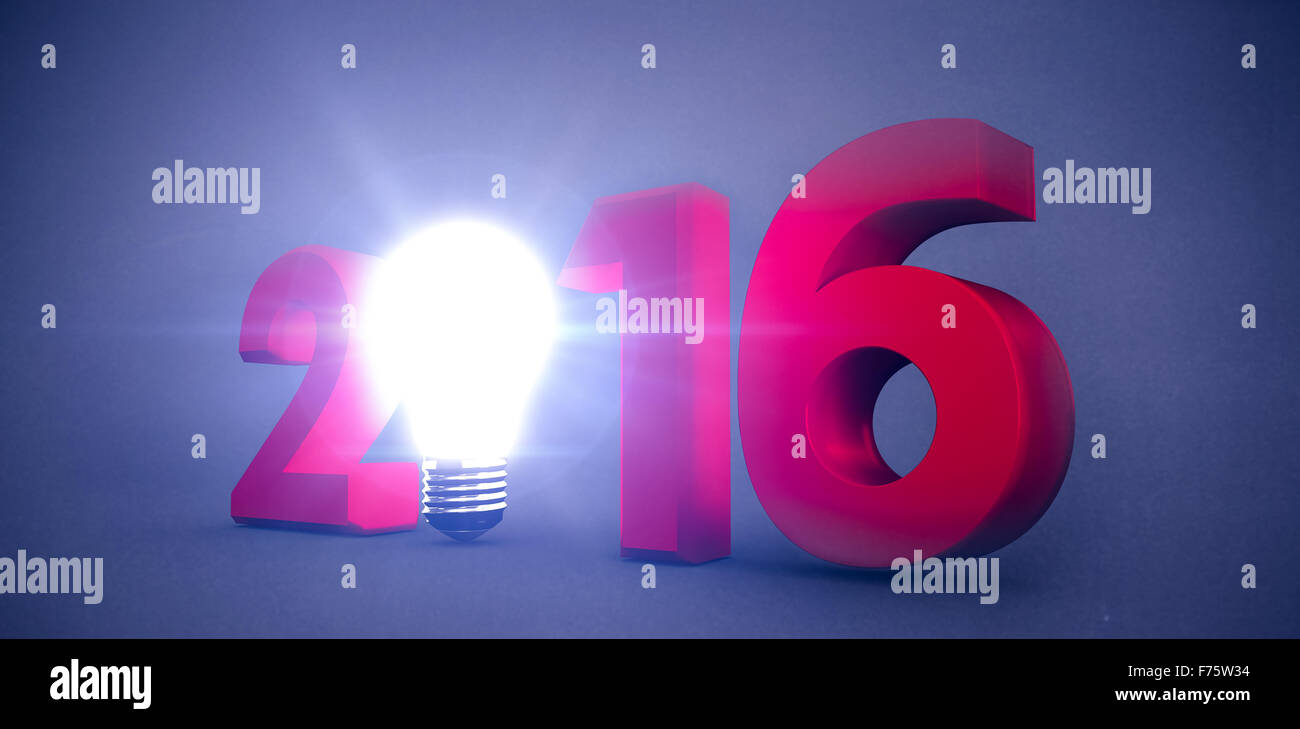 Composite image of 2016 with light bulb Stock Photo - Alamy