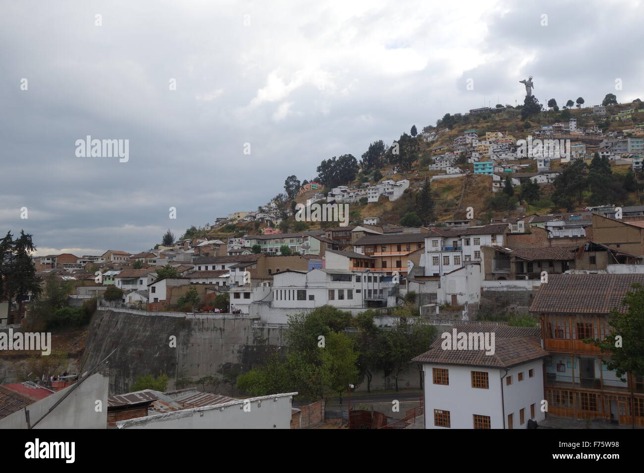 The Panecillo, a 200m hill overlooking the historical centre of Quito ...