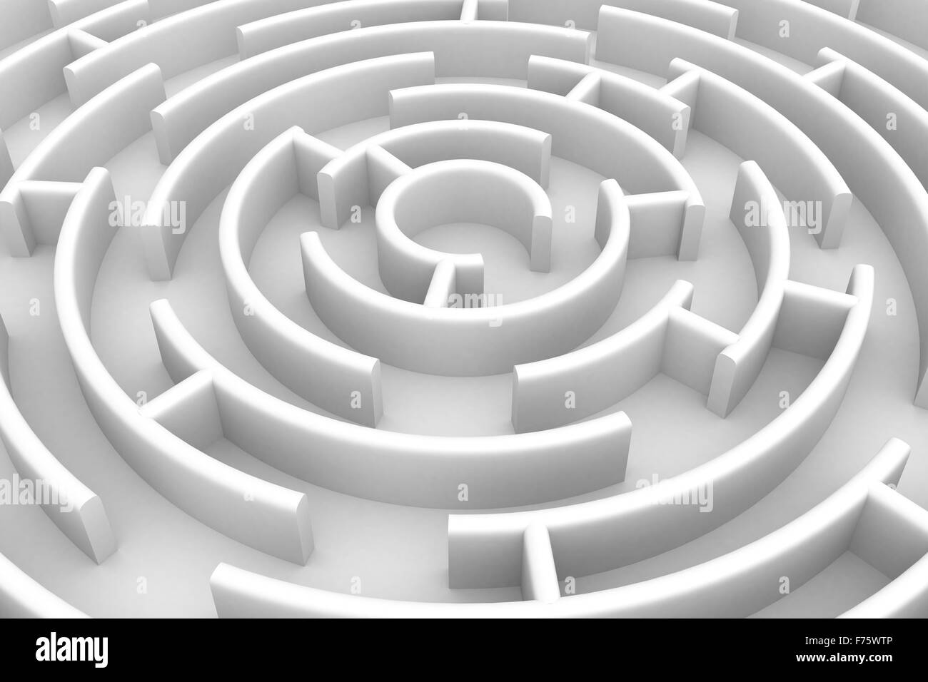 White circle labyrinth. 3D image Stock Photo - Alamy