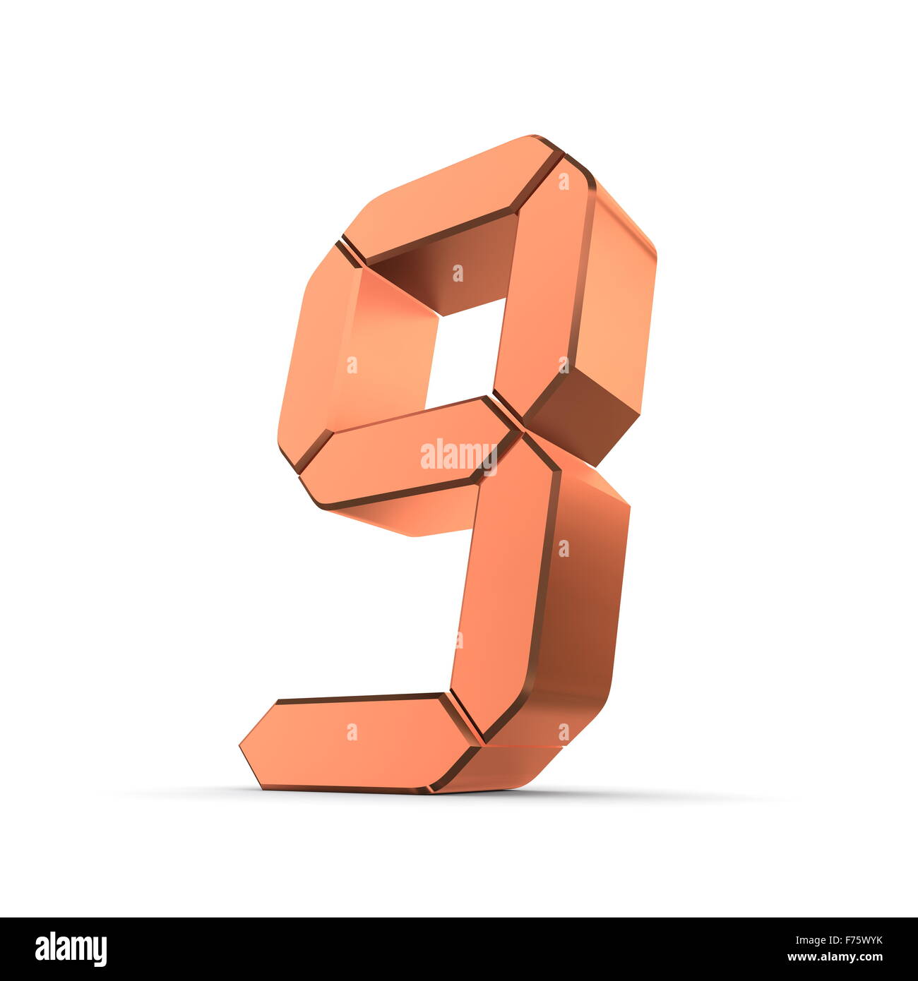 Shiny Number 9 - Bronze LCD Look Stock Photo - Alamy