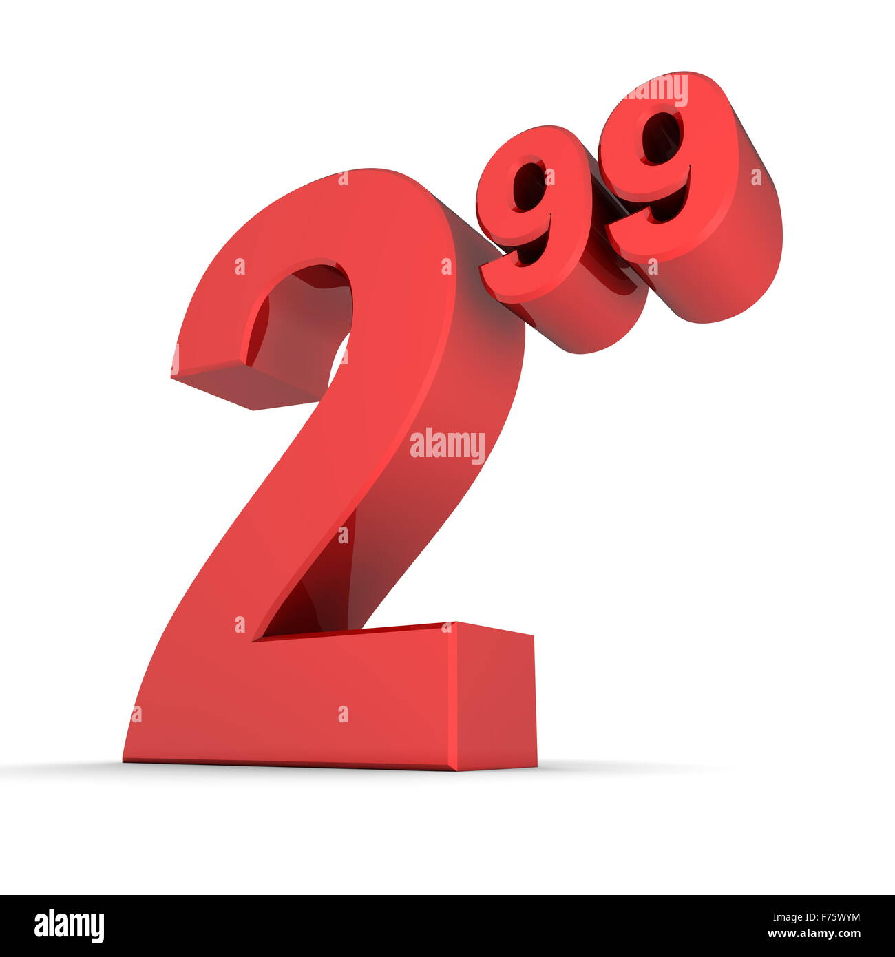 Solid Price Tag Number 2.99 - Shiny Red Stock Photo - Alamy