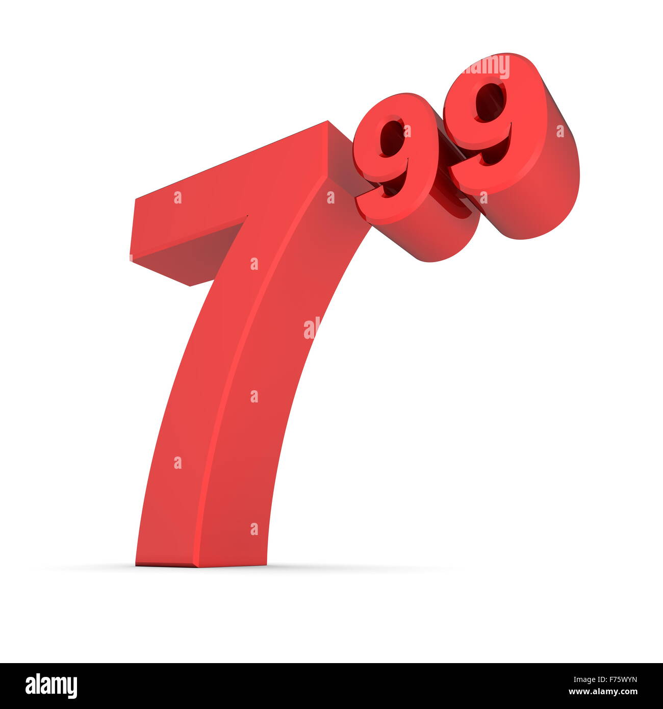Solid Price Tag Number 7.99 - Shiny Red Stock Photo - Alamy