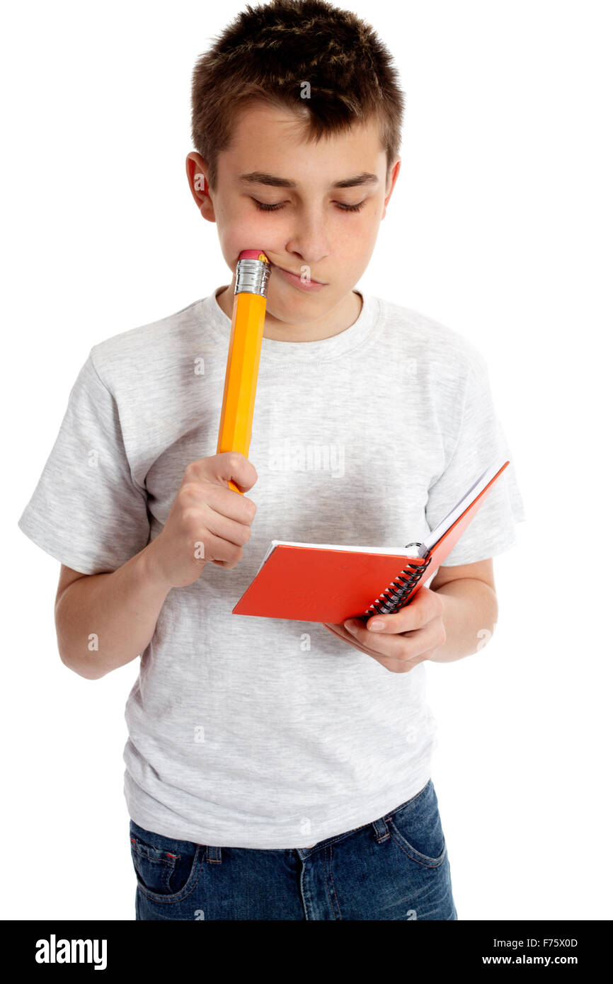 Child with notebook and pencil Stock Photo - Alamy