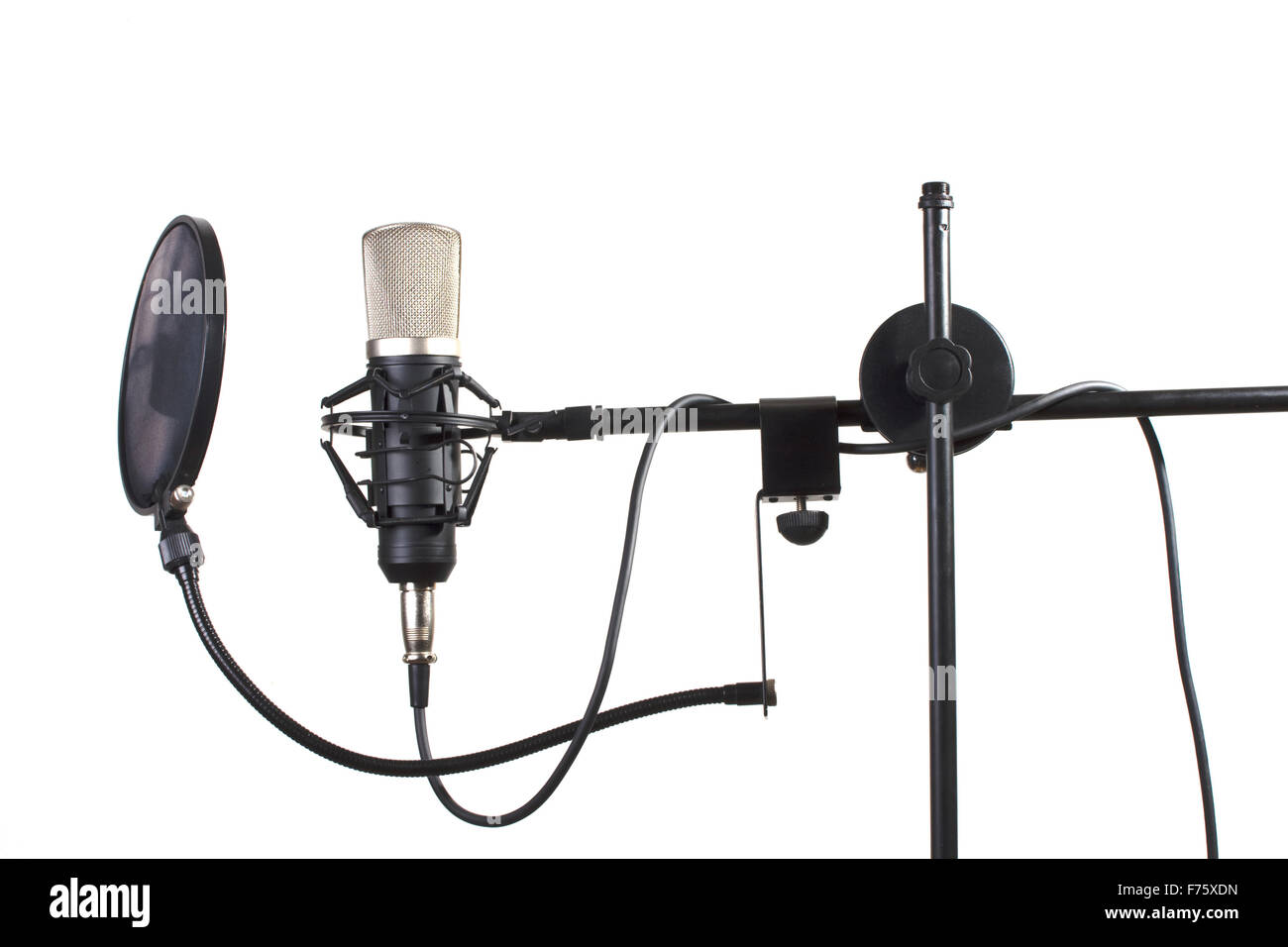 studio microphone on a stand on white background Stock Photo - Alamy